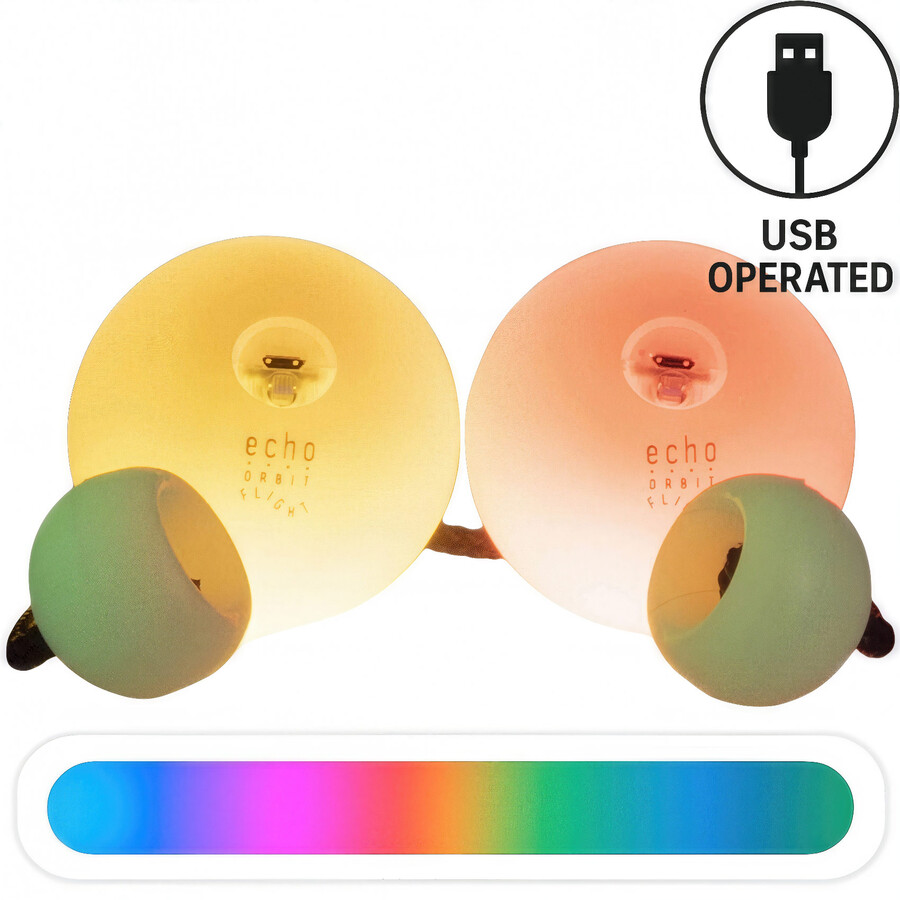 Bolas LED Echo Orbit – Firetoys | 50 modos de luz y asas ajustables - NetJuggler