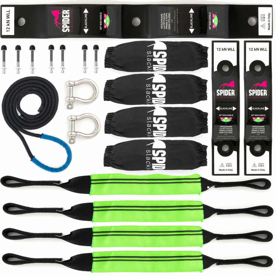 Kit for fixing two Slacklines between 3 walls (with trays). - NetJuggler